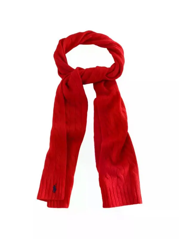 Polo Ralph Lauren Cable-knit Embroidered-logo Scarf