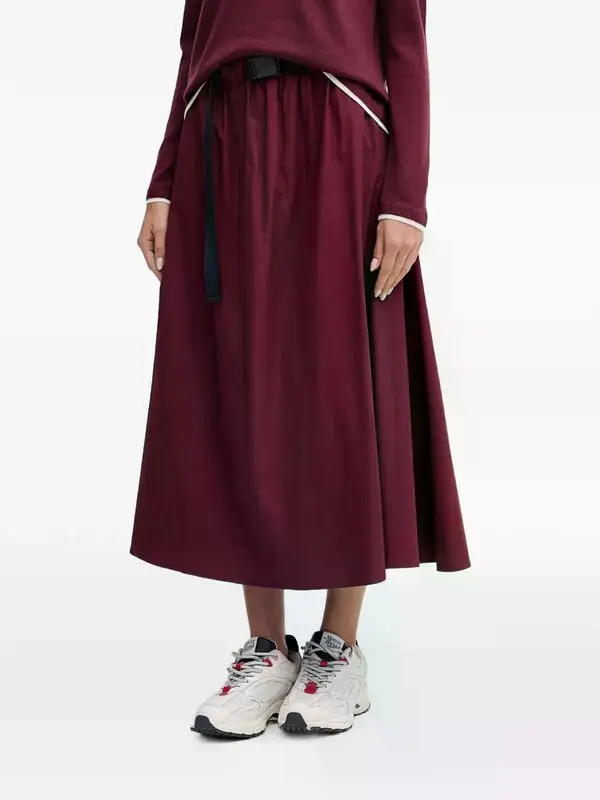 BENETTON Belted Flared Midi Skirt