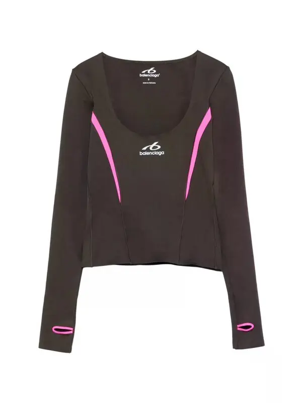 Balenciaga Contrast-piped Logo-print Top