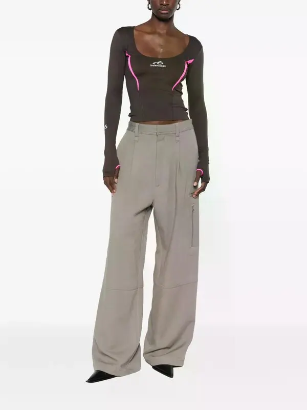 Balenciaga Contrast-piped Logo-print Top
