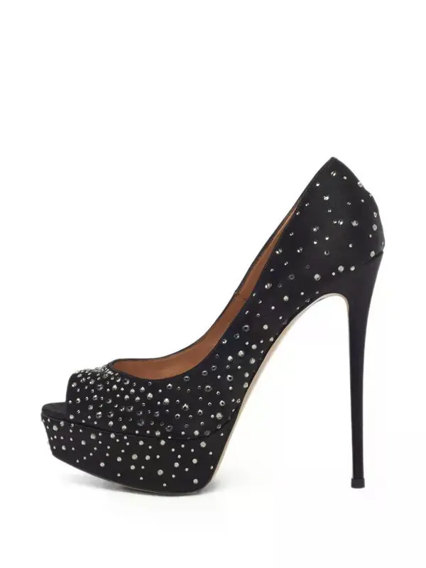 Valentino Garavani Crystal-embellished Peep-toe Pumps