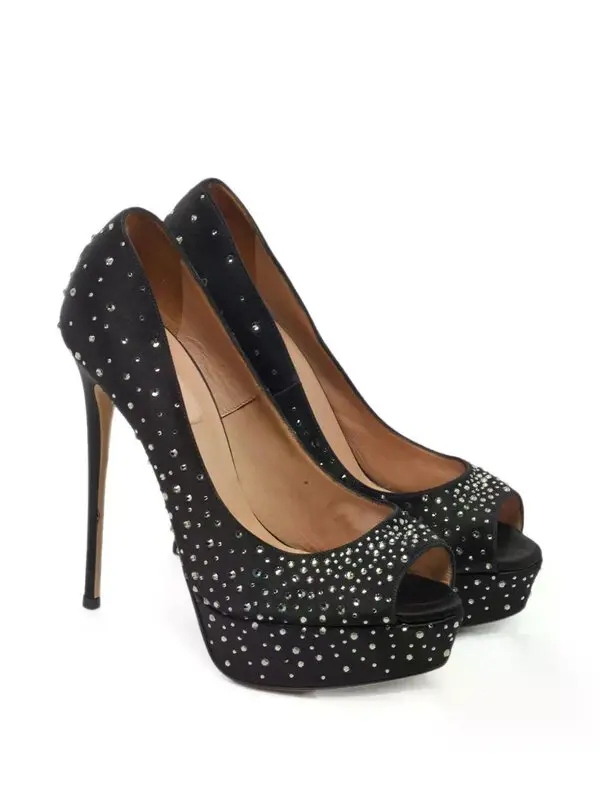 Valentino Garavani Crystal-embellished Peep-toe Pumps
