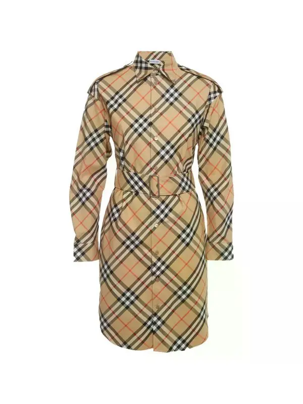 Burberry Belted Checked Shirt Dress