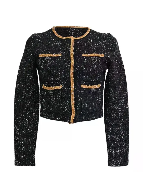 SELF-PORTRAIT Sequined Cropped Sweater