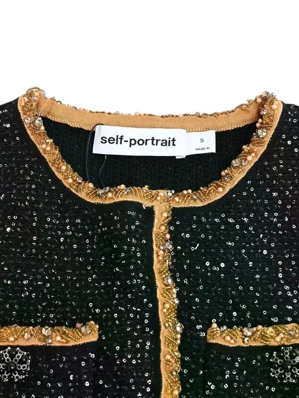 SELF-PORTRAIT Sequined Cropped Sweater