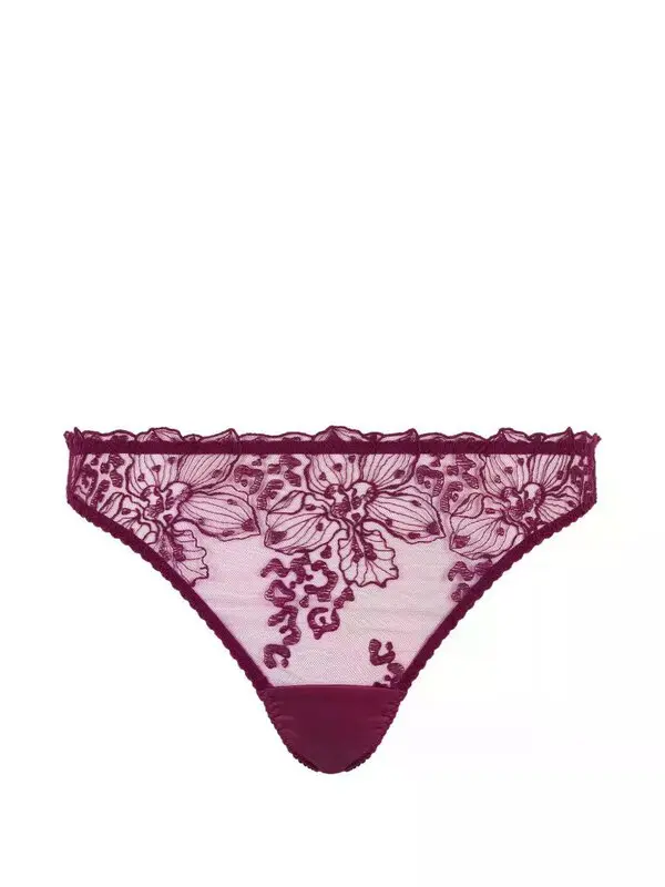 FLEUR OF ENGLAND Viola Floral-embroidered Briefs