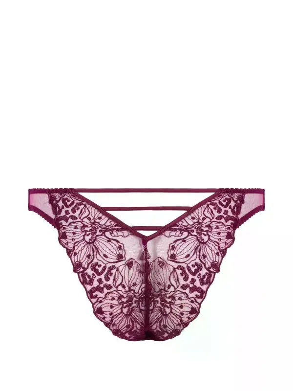 FLEUR OF ENGLAND Viola Floral-embroidered Briefs