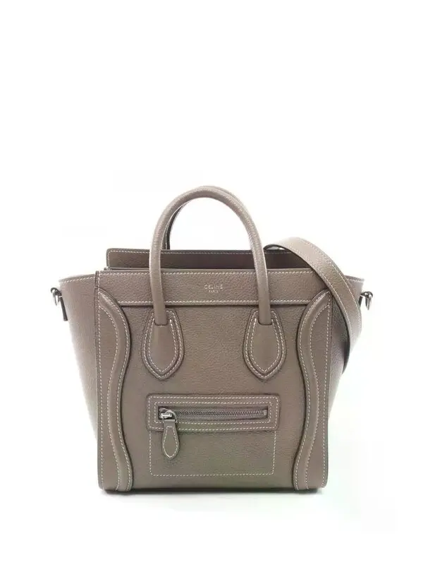 Celine 2010-2026 Nano Leather Luggage Tote Satchel - Brown