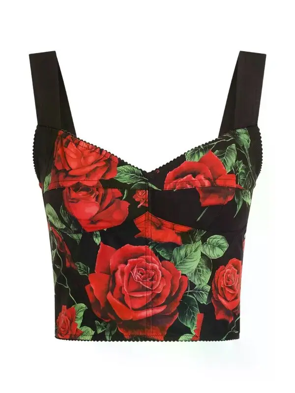 Dolce & Gabbana Rose-print Poplin Top