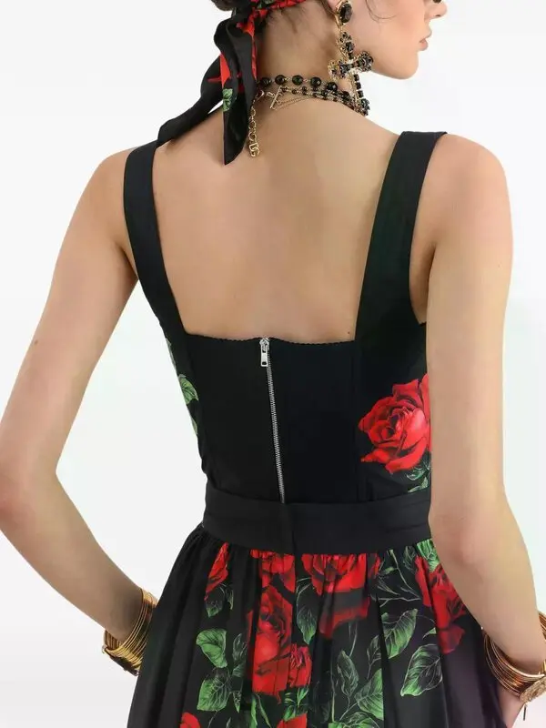 Dolce & Gabbana Rose-print Poplin Top