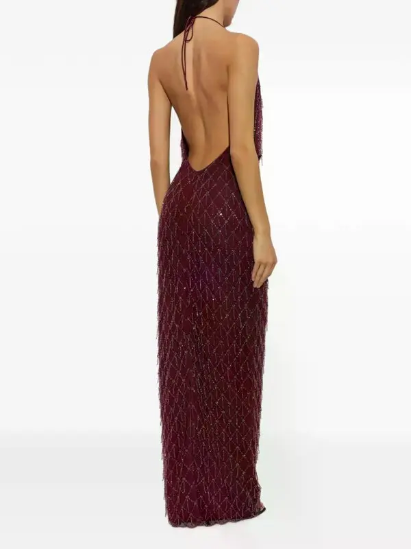 ROTATE BY BIRGER CHRISTENSEN Sequins Halterneck Maxi Dress Dark