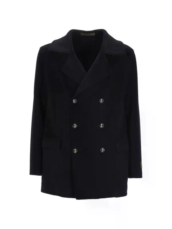 ON THE BUND Double-breasted Ribbed-collar Coat