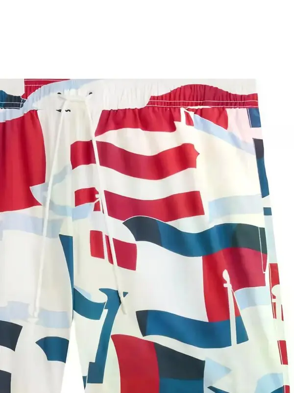 Tommy Hilfiger Graphic-print Drawstring Swim Shorts - Neutrals