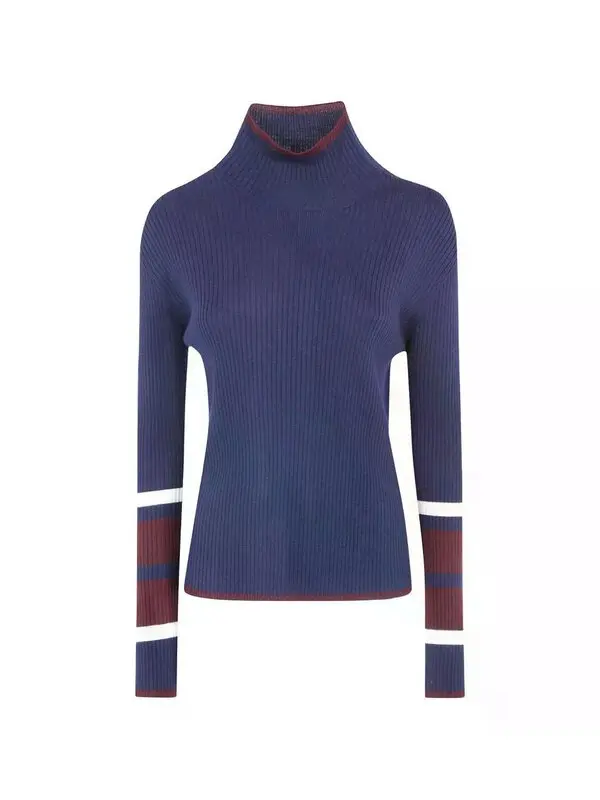 Mantū Ribbed Fine-knit Striped-sleeve Top