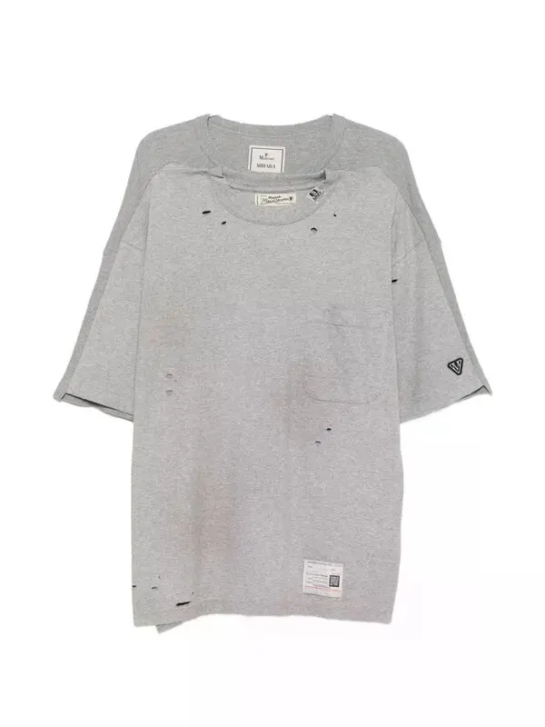 Mihara Yasuhiro Distressed-effect Layered-detail T-shirt