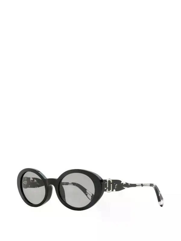 Marc Jacobs Double J Logo-hardware Round-frame Sunglasses - Black