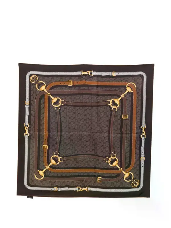 Gucci Horsebit Gg Supreme Scarf - Brown