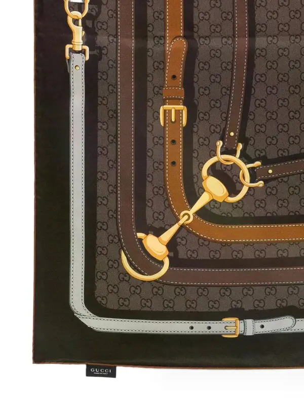 Gucci Horsebit Gg Supreme Scarf - Brown