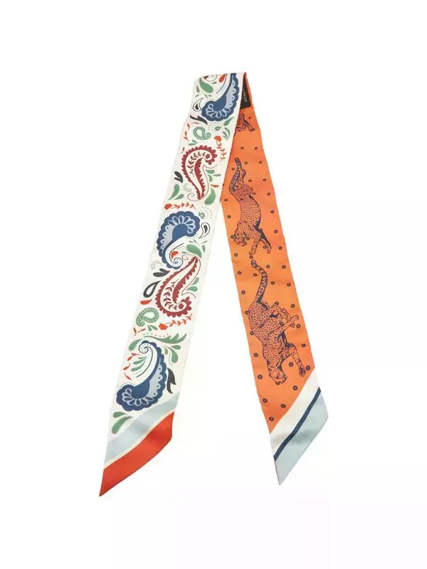 Hermès Guépards Twilly Scarf - Orange