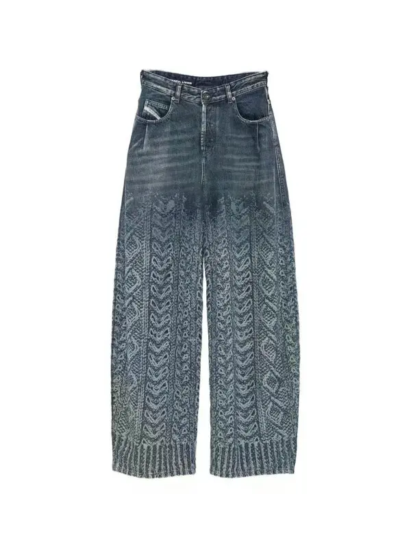 DIESEL® Cable-knit Print Wide-leg Jeans