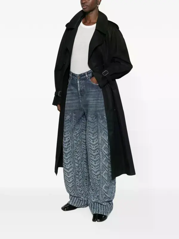 DIESEL® Cable-knit Print Wide-leg Jeans