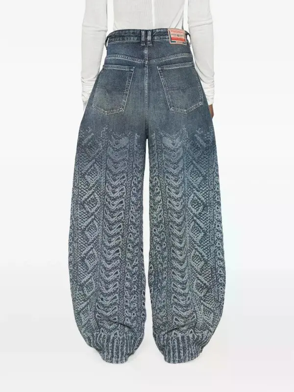 DIESEL® Cable-knit Print Wide-leg Jeans