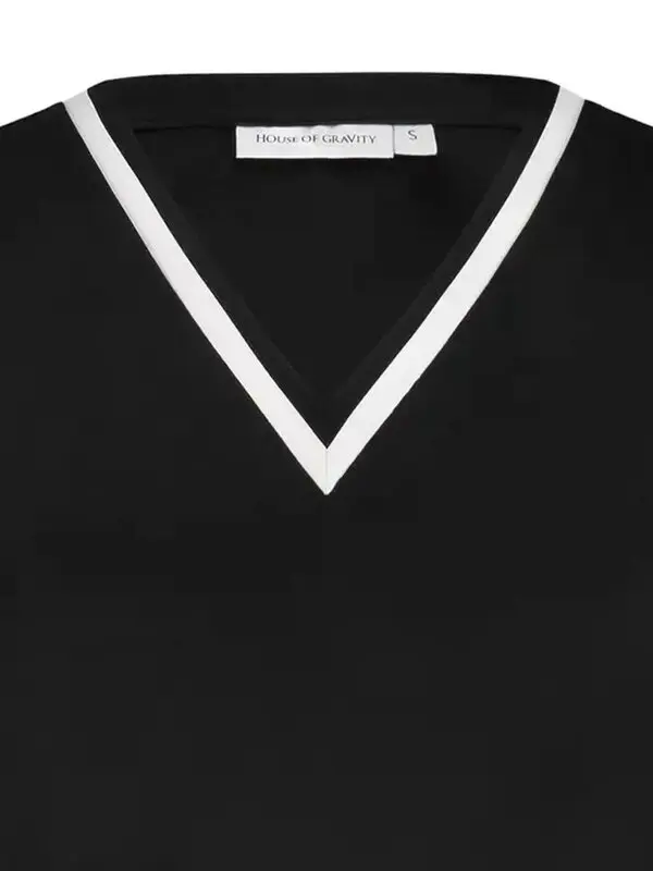 HOUSE OF GRAVITY Contrast-trim V-neck T-shirt - Black