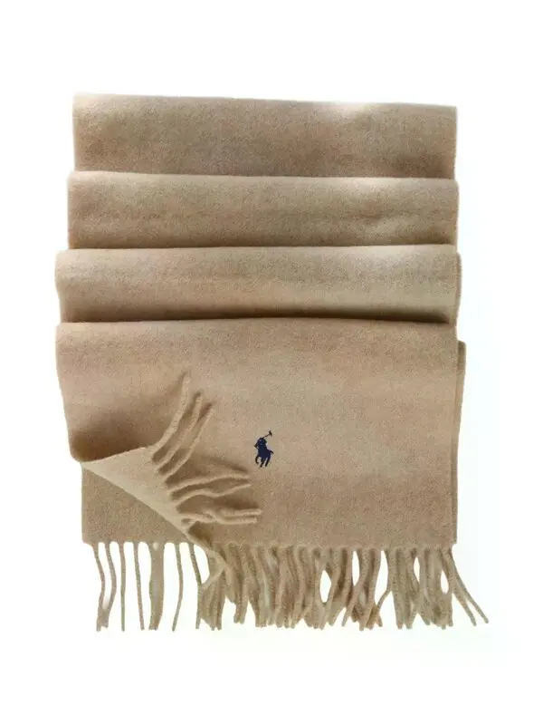 Polo Ralph Lauren Pony Motif Fringed Scarf - Neutrals