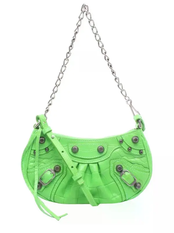 Balenciaga 2018-2026 Mini Lambskin Motocross Le Cagole Crossbody Bag - Green