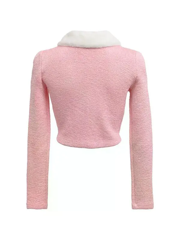SELF-PORTRAIT Faux-fur Collar Cropped Sweater