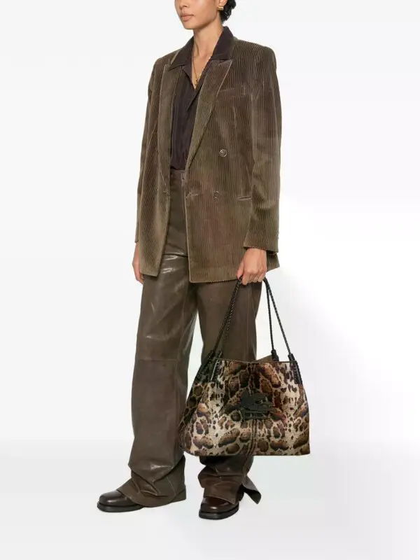 Etro Libra Leopard-print Velvet Tote Bag - Brown