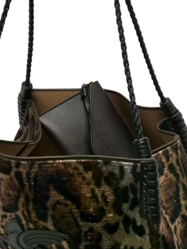 Etro Libra Leopard-print Velvet Tote Bag - Brown