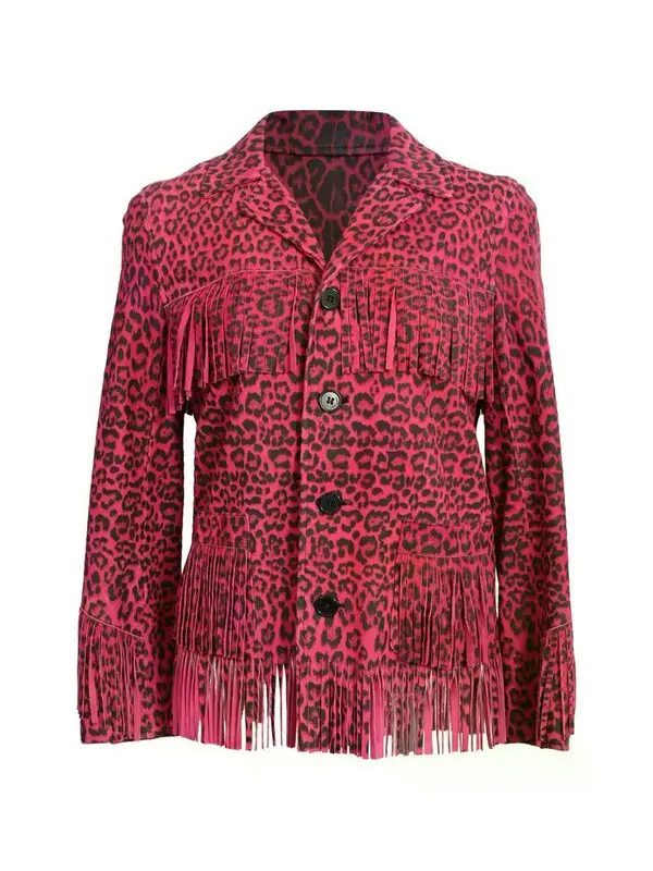 Saint Laurent Leopard-print Fringed Jacket