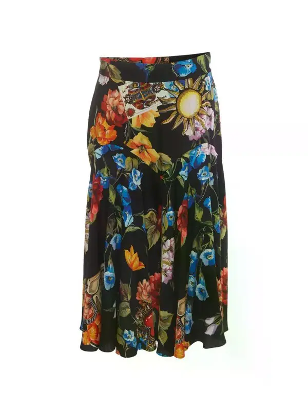 Dolce & Gabbana Mixed-print Flared Midi Skirt