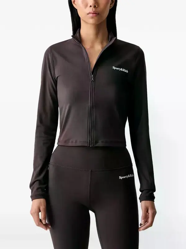 SPORTY & RICH Serif Logo-print Zip-up Jacket