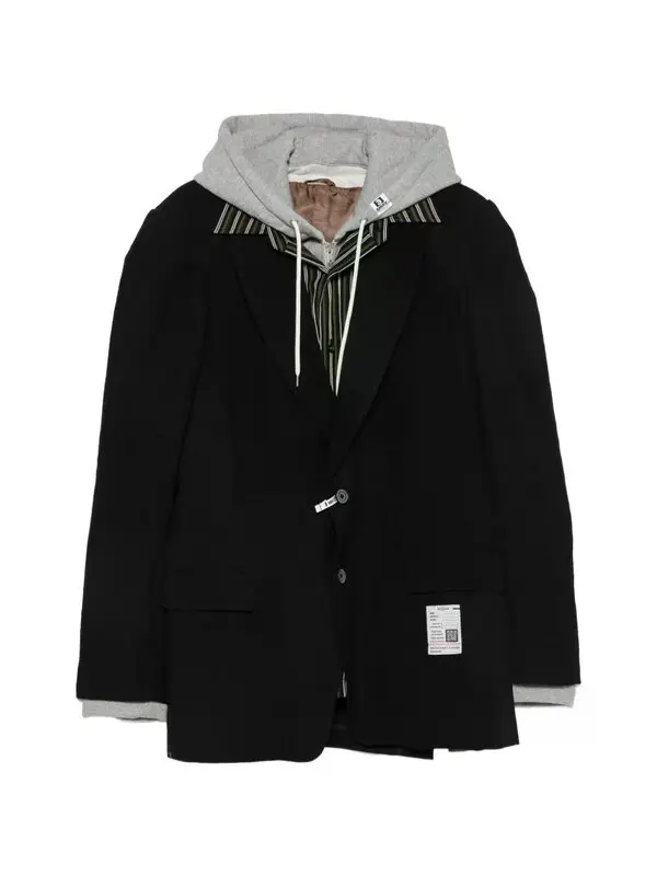 Mihara Yasuhiro Layered Design Hoodie Detail Jacket - Black
