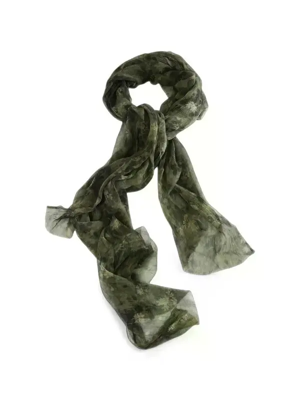 UMA WANG Floral-print Crinkled Scarf - Green