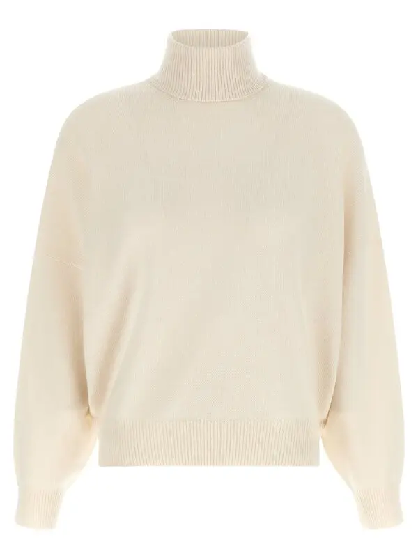 Brunello Cucinelli Ribbed High Neck Beam - White
