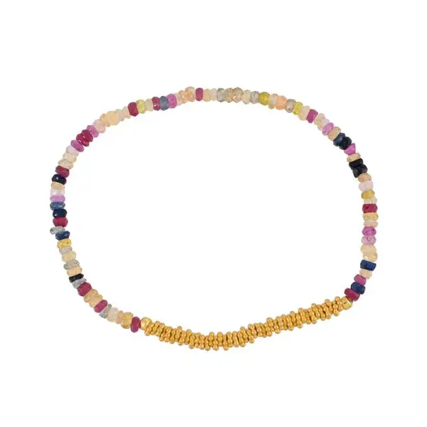 OPIUM JEWELS Disc Stretch Bracelet With Multi-sapphires - Gold