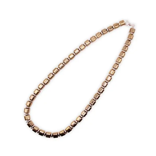 URBANE JEWELRY STUDIO The Titan Hematite Necklace - Gold/silver