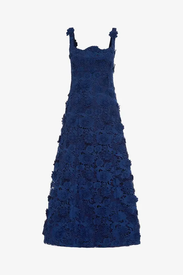 LEO LIN Odette Lace Midi Dress - Navy