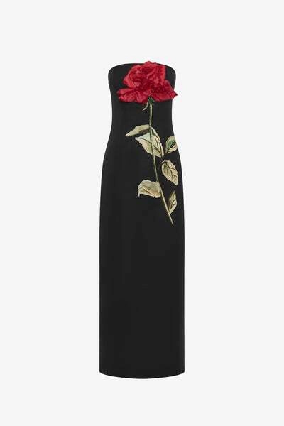 LEO LIN Rayna Appliqué Rose Maxi Dress