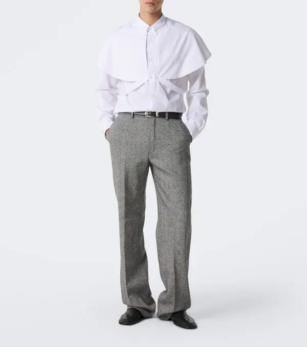 Dries Van Noten Caped Cotton Poplin Shirt