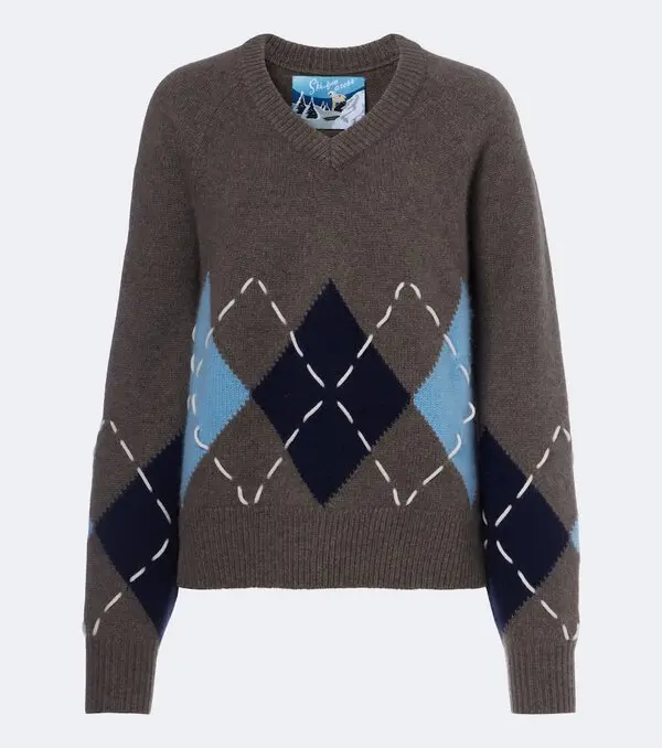 Arch4 Sloane Argyle Cashmere Sweater - Brown