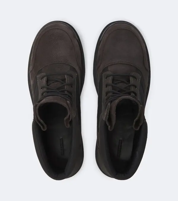 Balenciaga Combat Strike Suede-trimmed Lace-up Boots