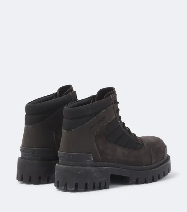 Balenciaga Combat Strike Suede-trimmed Lace-up Boots