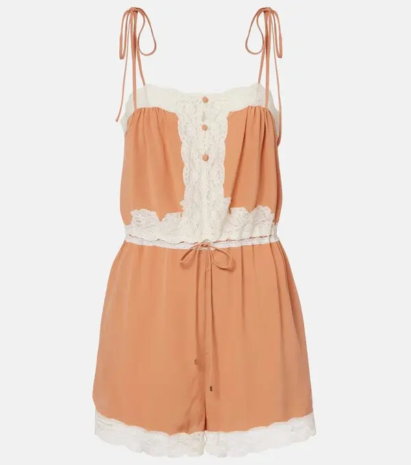 Chloé Silk Lace-trimmed Romper
