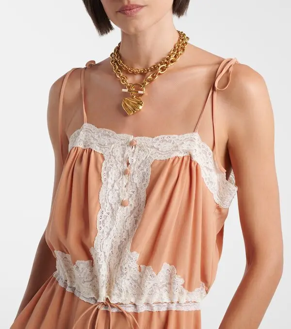 Chloé Silk Lace-trimmed Romper