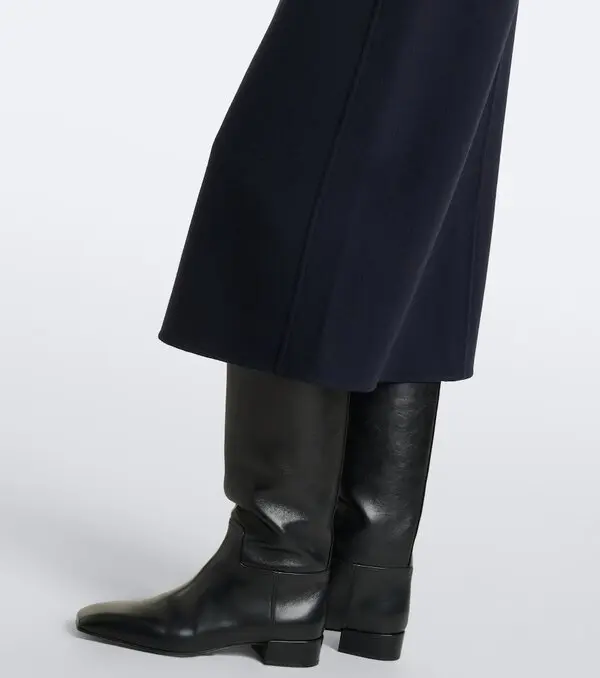Max Mara Belted Virgin Wool Midi Skirt