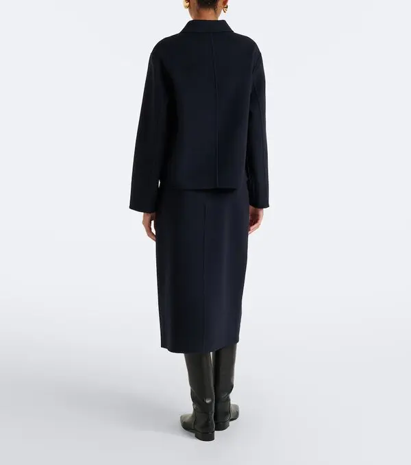 Max Mara Belted Virgin Wool Midi Skirt